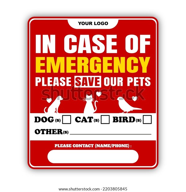 Pet Emergency Alert Sticker Fire Rescue Stock Vector (Royalty Free ...