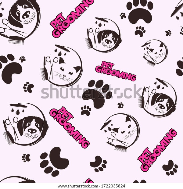 Pet Grooming Washing Seamless Pattern Background Stock Vector (Royalty ...