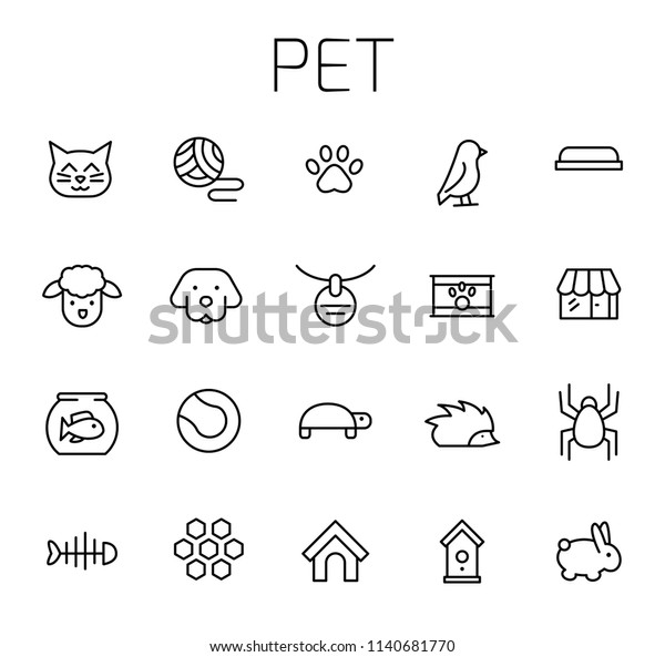 Pet related vector icon set. Well-crafted sign in thin line style with ...