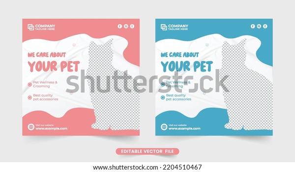 Pet Shop Advertisement Template Pink Blue Stock Vector (Royalty Free ...