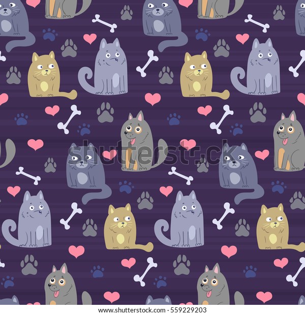 Pet Theme Background Vector Pattern Cartoon Stock Vector (Royalty Free ...