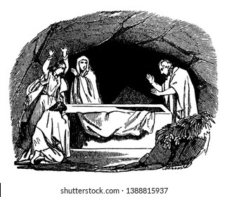 Peter Found Tomb Jesus Empty Vintage Stock Vector (Royalty Free ...