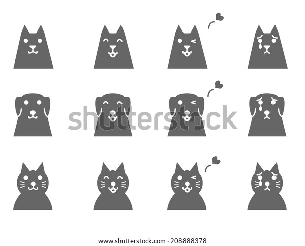 Pets Face Icons Stock Vector (Royalty Free) 208888378 | Shutterstock