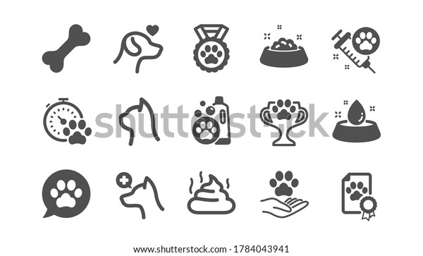 Pets Icons Set Veterinary Dog Care Stock Vector (Royalty Free ...