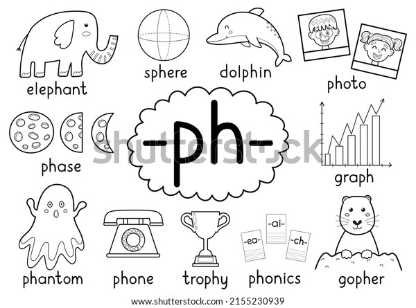 Vektor Stok Ph Digraph Spelling Rule Black White (Tanpa Royalti ...