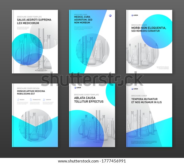 Pharmaceutical Brochure Cover Design Layout Flasks Stock Vector ...