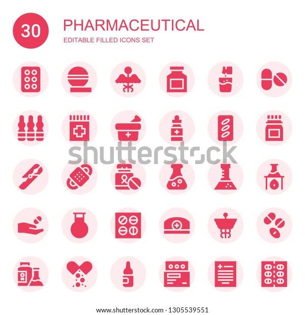 Pharmaceutical Icon Set Collection 30 Filled Stock Vector (Royalty Free ...