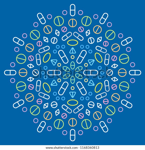 Pharmaceutical Pills Capsule Arranged Circle Medicine Stock Vector ...