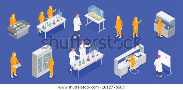 Pharmaceutical Production Isometric Set Laboratory Equipment Stock ...