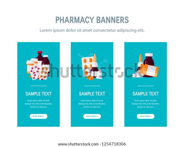 Pharmacy Design Web Banners Advertisement Mobile Stock Vector (Royalty ...