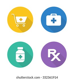 Pharmacy Flat Design Icons Set Medical Stock Vector (Royalty Free ...