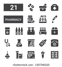 Pharmacy Icon Set Collection 21 Filled Stock Vector (Royalty Free ...