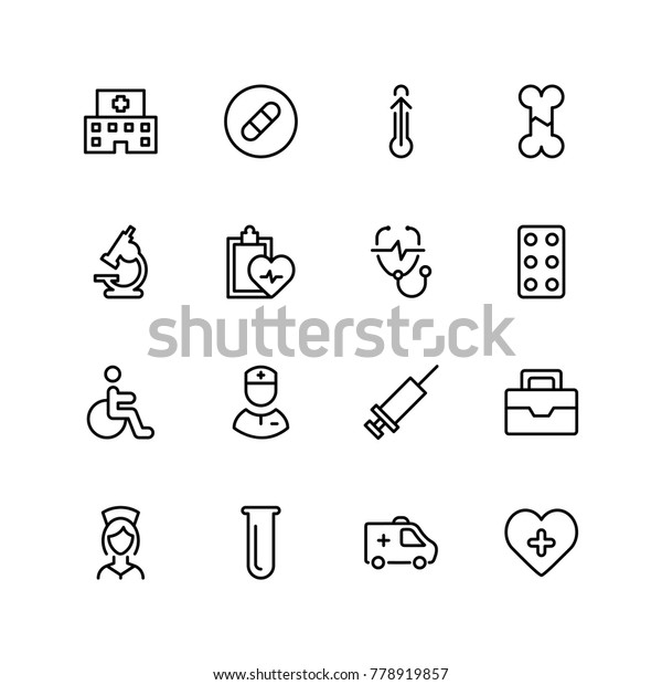 Pharmacy Icon Set Collection High Quality Stock Vector (Royalty Free ...