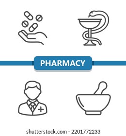 Pharmacy Icons Professional Pixel Perfect Icons Stock Vector (Royalty ...