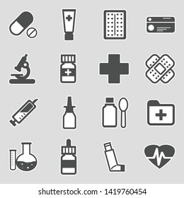 Pharmacy Icons Sticker Design Vector Illustration Stock Vector (Royalty ...