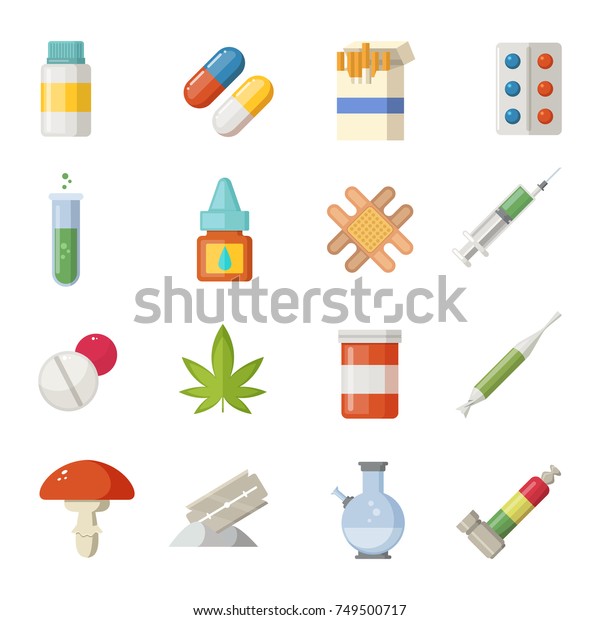 Pharmacy Illustrations Different Drugs Cartoon Style Stock Vector ...