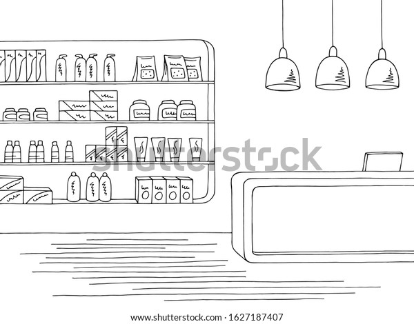 32 Pharmacy Counter Line Drawing Images, Stock Photos & Vectors ...