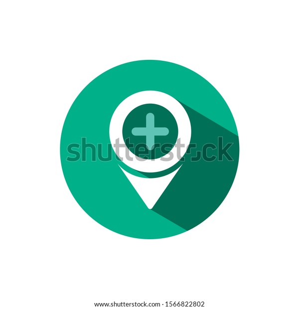 Pharmacy Location Icon Shadow On Green Stock Vector (Royalty Free ...