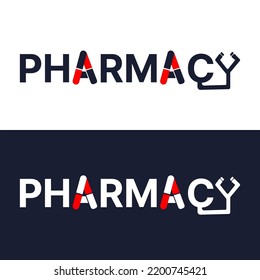 Pharmacy Logo Design Flat Simple Typographic Stock Vector (Royalty Free ...