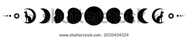 Phases Moon Triple Moon Black Cats Stock Vector (Royalty Free ...