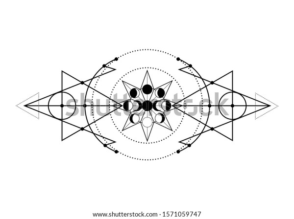 Phases Moon Triple Moon Mystical Drawing Stock Vector (Royalty Free ...
