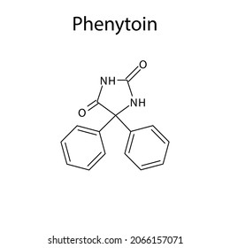 Estructura molecular de fenitoína, fórmula química: vector de stock ...