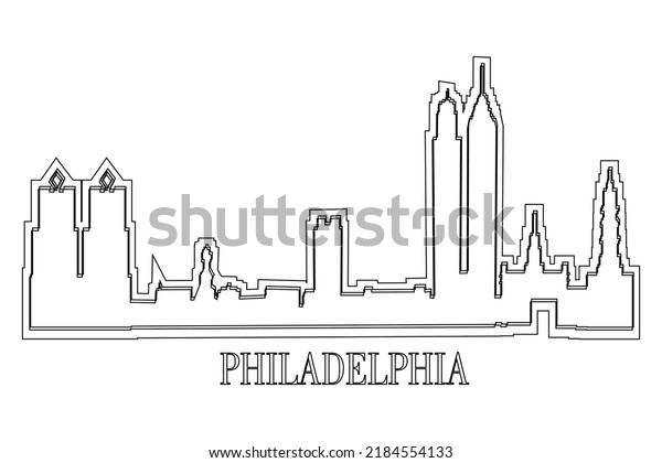 Philadelphia Skyline Drawing Vector Illustration Landmarks 库存矢量图（免版税 ...