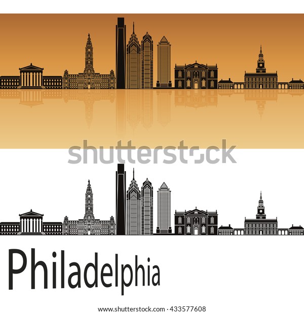Philadelphia Skyline Orange Background Editable Vector Stock Vector ...
