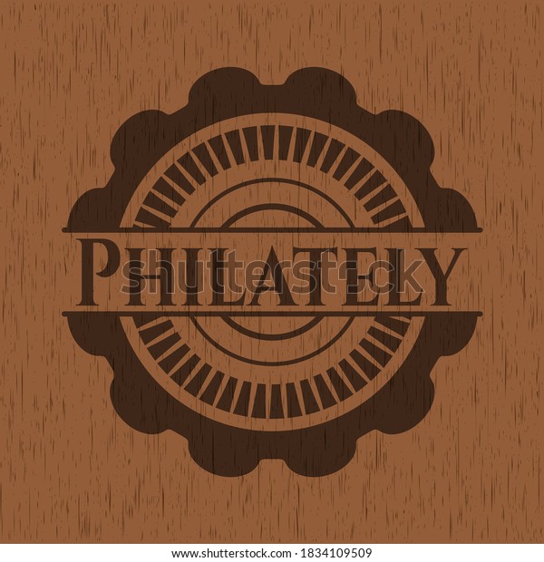 Philately Realistic Wooden Emblem Vector Illustration Stock Vector ...