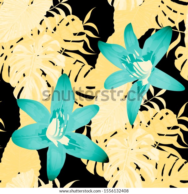 Vektor Stok Philippine Flowers Big Texture Seamless Tropical (Tanpa ...