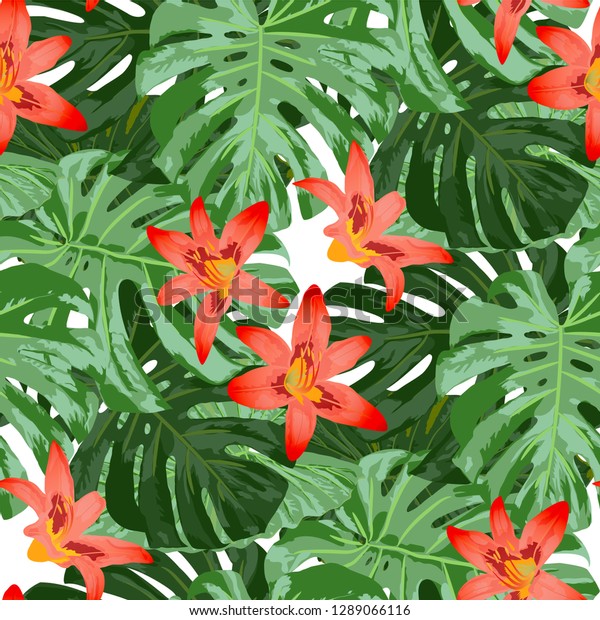 Philippine Flowers Seamless Pattern Brasilian Rainforest Stock Vector ...