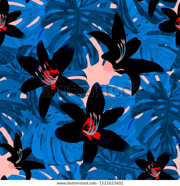 Philippine Flowers Seamless Pattern Tropic Leaves Stock Vector (Royalty ...