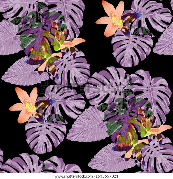 Philippine Flowers Seamless Pattern Tropic Leaves Stock Vector (Royalty ...