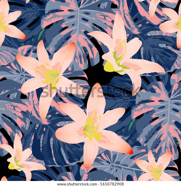Philippine Flowers Seamless Pattern Tropic Leaves Stock Vector (Royalty ...