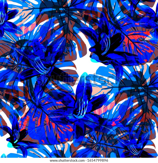 Philippine Flowers Seamless Pattern Tropic Leaves Stock Vector (Royalty ...