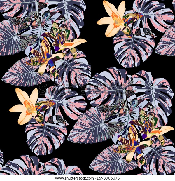Philippine Flowers Seamless Pattern Tropic Leaves Stock Vector (Royalty ...
