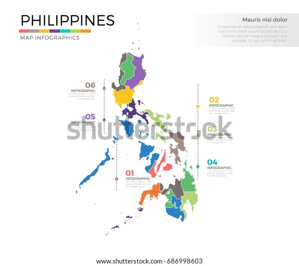 Philippines Country Map Infographic Colored Vector Stock Vector ...