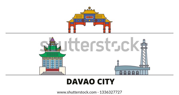 Philippines Davao City Flat Landmarks Vector: vector de stock (libre de ...