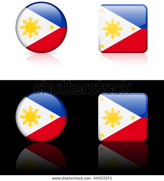 Philippines Flag Buttons On White Black Stock Vector (Royalty Free ...