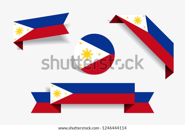 Philippines Flag Stickers Labels Set Vector Stock-vektor (royaltyfri ...