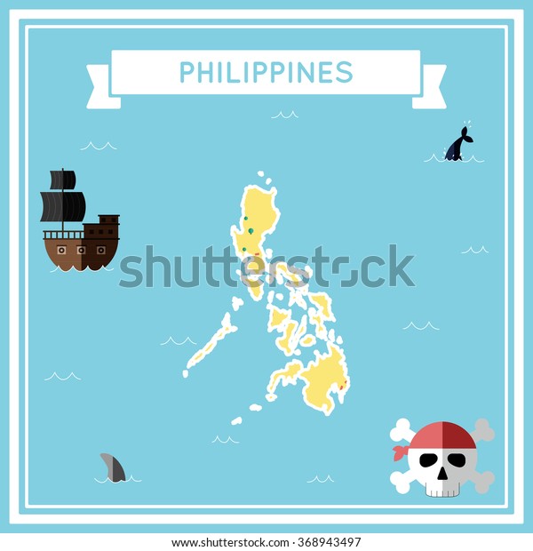 Philippines Flat Treasure Map Colorful Cartoon Stock Vector (Royalty ...