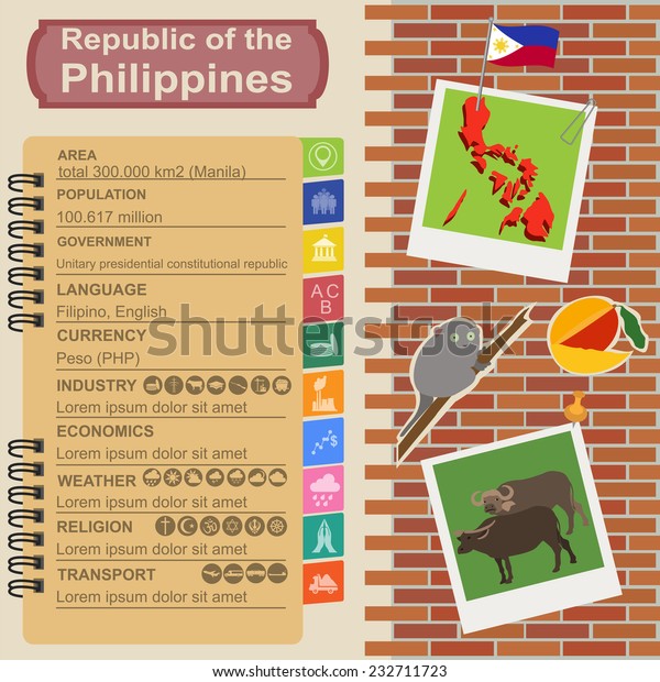 Philippines Infographics Statistical Data Sights Vector Stock Vector ...