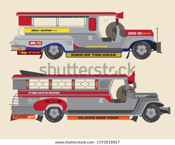 Philippines Jeepney Icon Vector Set: стоковая векторная графика (без ...