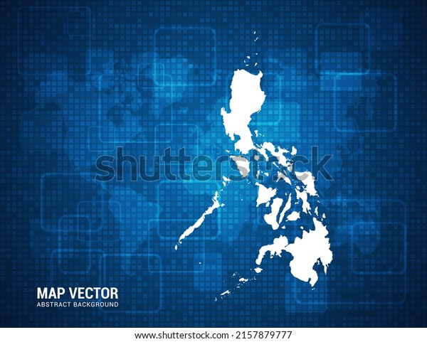 Philippines Map Abstract Blue Background Technology: เวกเตอร์สต็อก ...