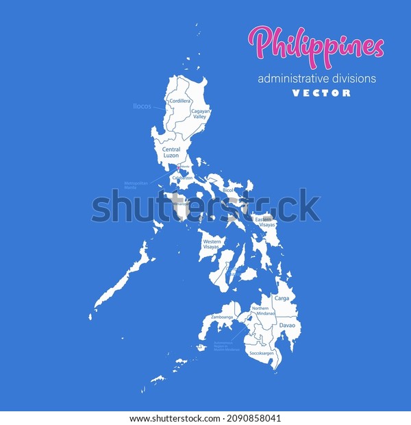 Philippines Map Administrative Divisions Whit Names Stock Vector ...