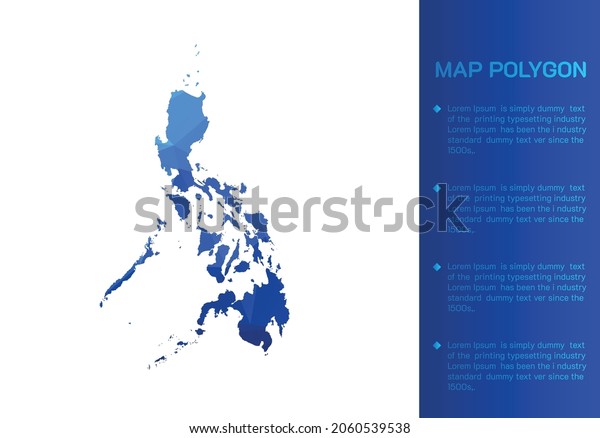 Philippines Map Geometric Blue Polygonal Style Stock Vector (Royalty ...