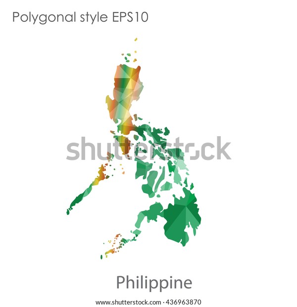 Philippines Map Geometric Polygonal Styleabstract Gems Stock Vector ...