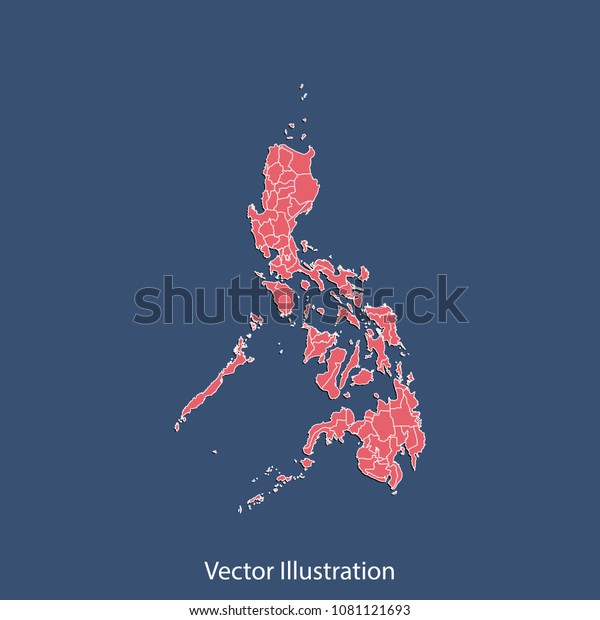 Philippines Map High Detailed Color Map Stock Vector (Royalty Free ...