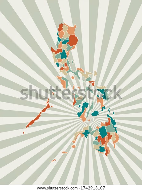 Philippines Map Poster Map Country Retro Stock Vector (Royalty Free ...