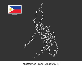 Philippines Map Vector Thin White Line Stock Vector (Royalty Free ...